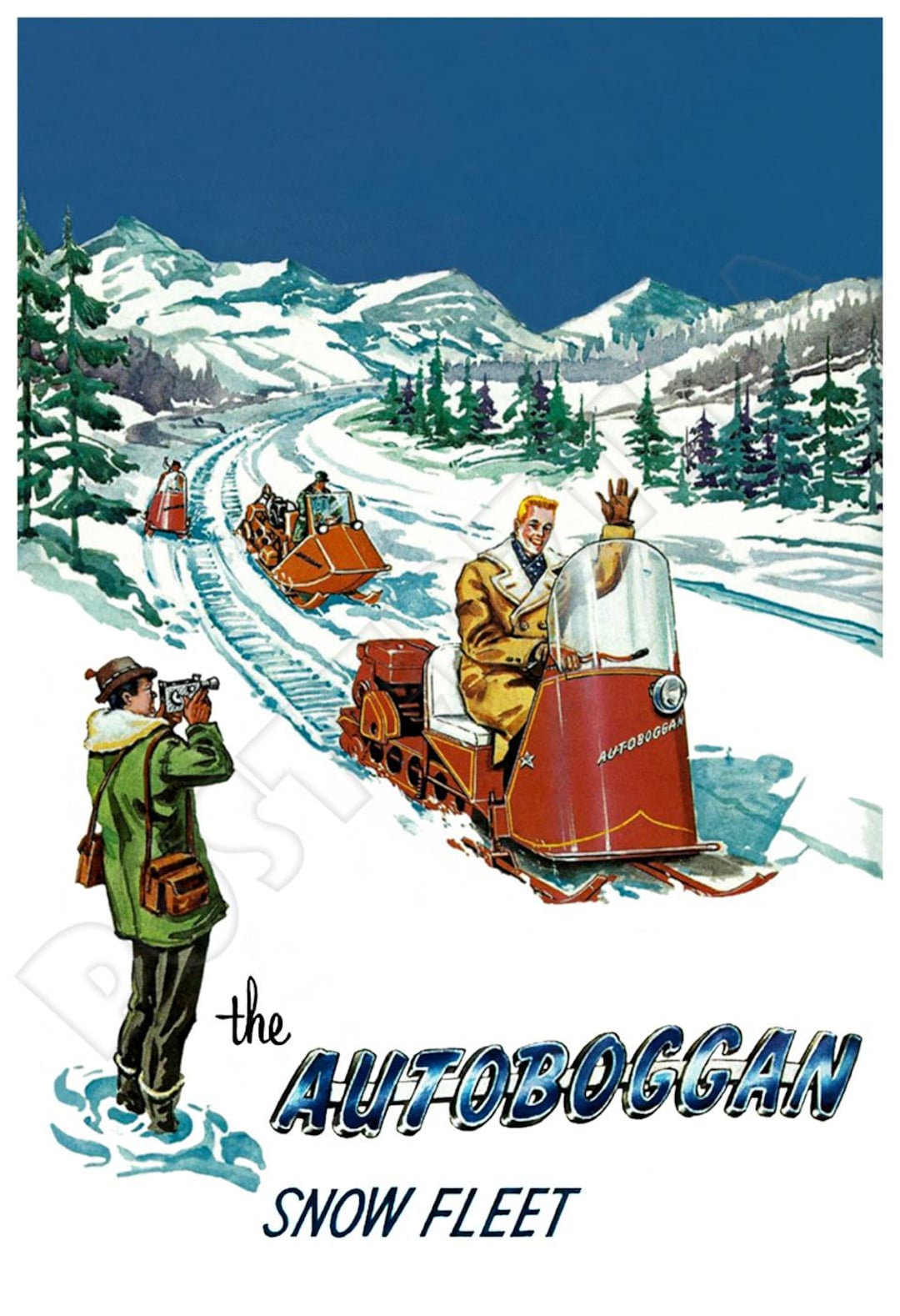 Autoboggan Snowmobile 1963 Vintage-style Advertising Poster - Etsy