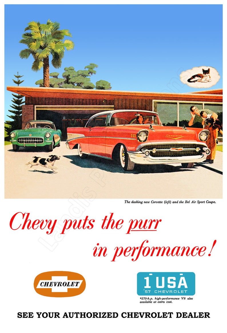 1957 Chevy Bel Air Vintage Advertising Poster | Etsy
