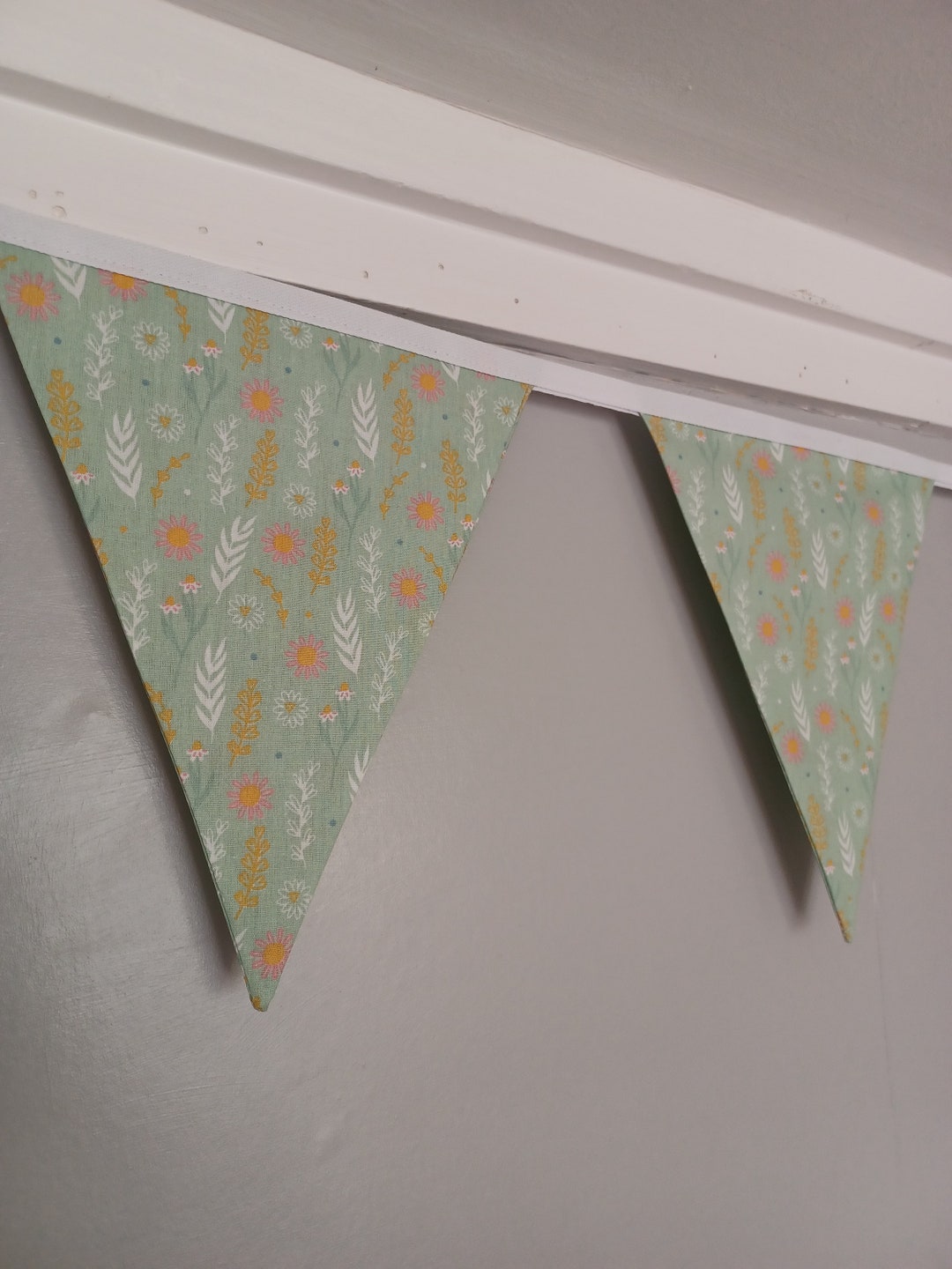 Green Dainty Floral Fabric Bunting - Etsy