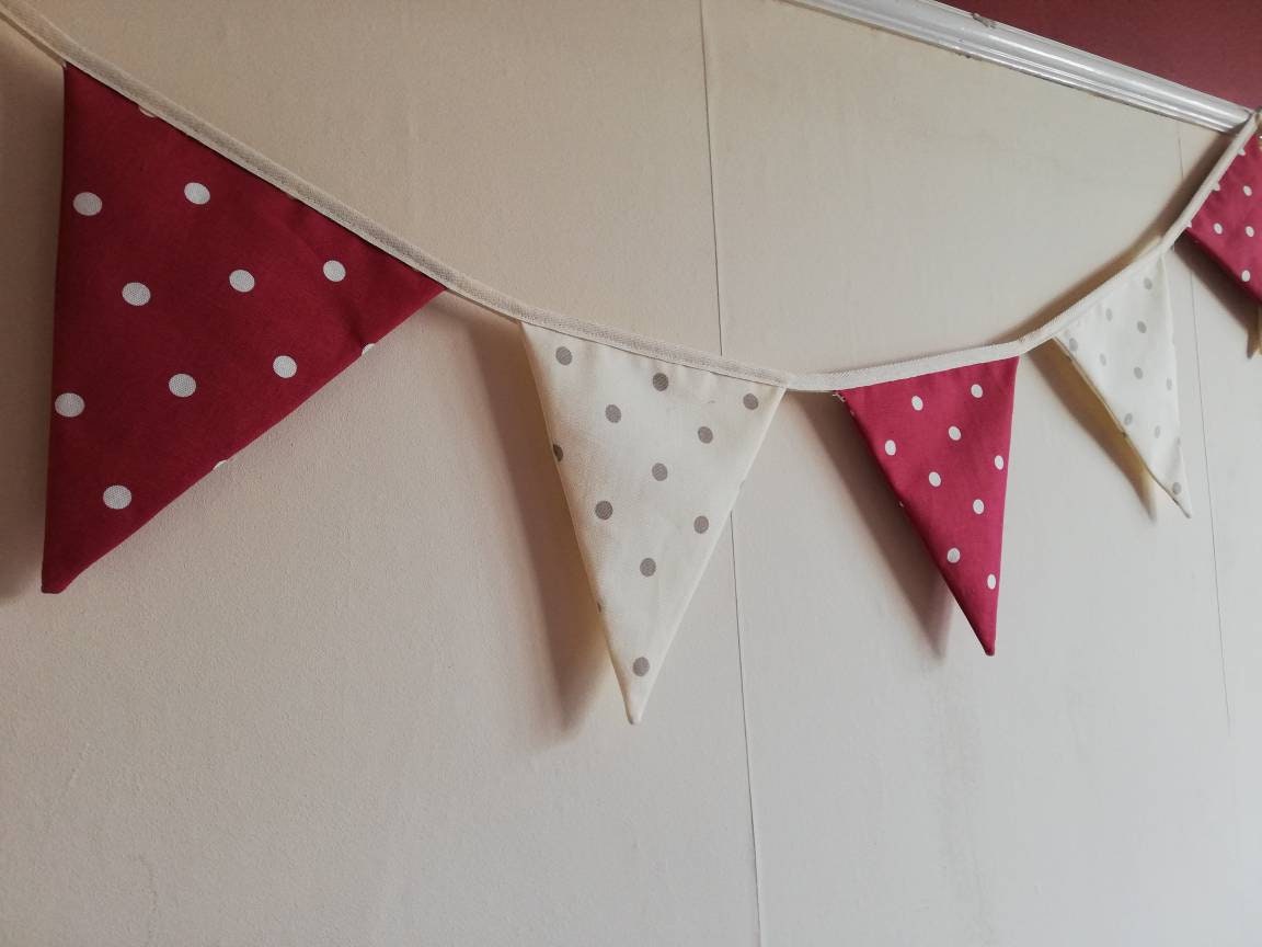Red and Cream Spotty Bunting, 100% Cotton - Etsy