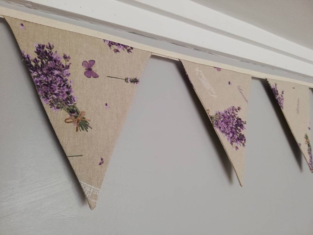 Lavender Fabric Bunting, Botanical Style Decor - Etsy