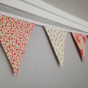 Dainty Mixed Florals Fabric Bunting, Shabby Chic Style, Wedding Decor ...