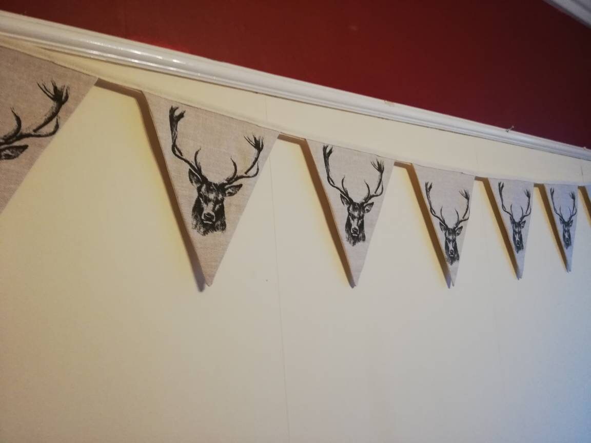 Stag Head Fabric Bunting Country Style | Etsy UK