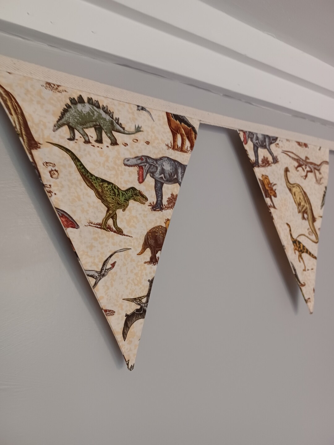 Dinosaur Fabric Bunting, Playroom Accessories, Children's Wall Hanging ...