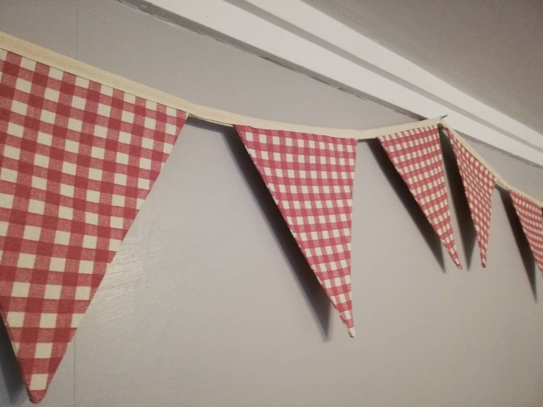 Checked Homemade Fabric Bunting, Available in 2 Colours - Approx 2.5 ...