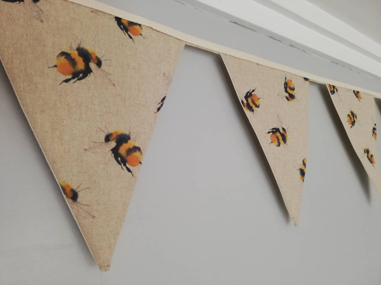 Bumble Bee Bunting Natural Background Fabric - Etsy UK