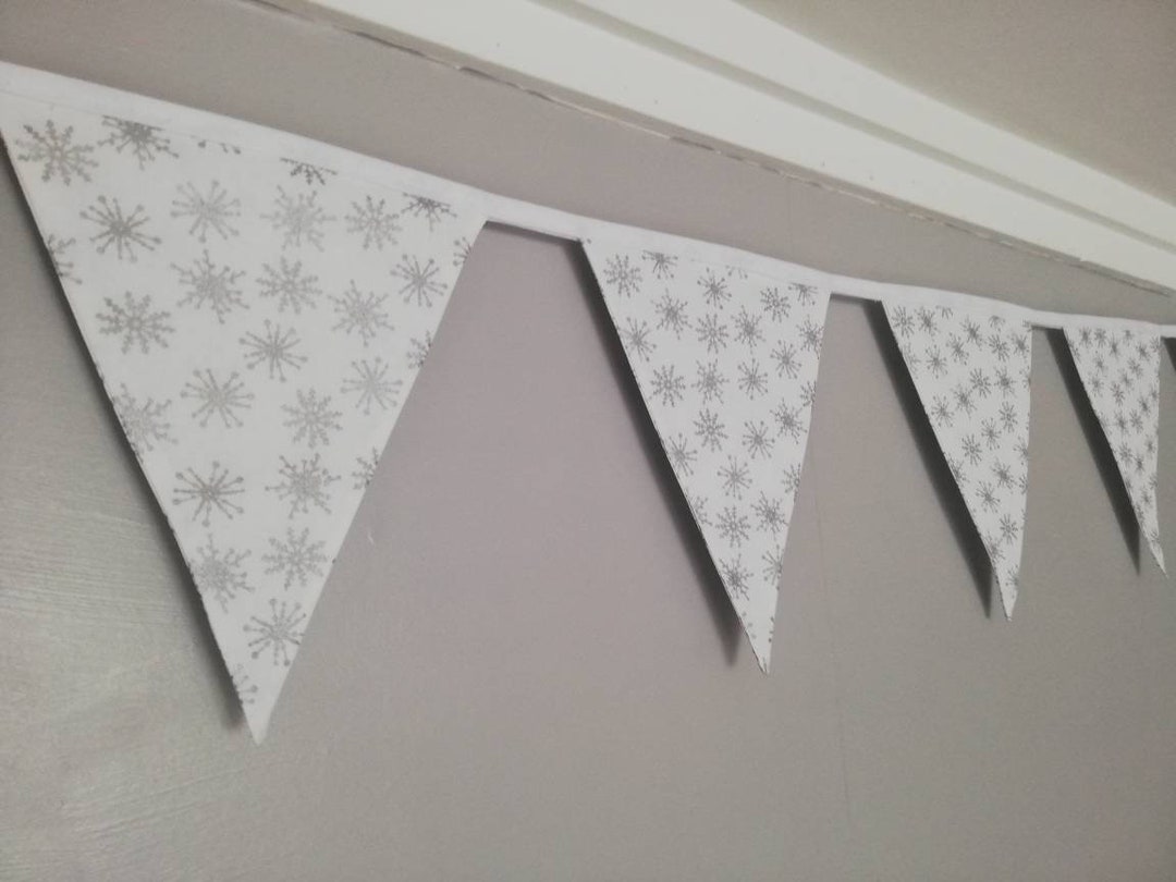 Banderines navideños de copos de nieve blancos grises y - Etsy España