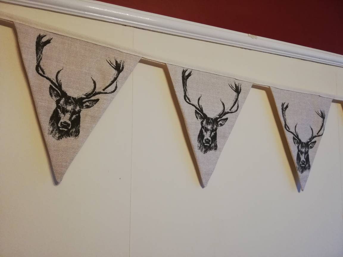 Stag Head Fabric Bunting Country Style | Etsy UK