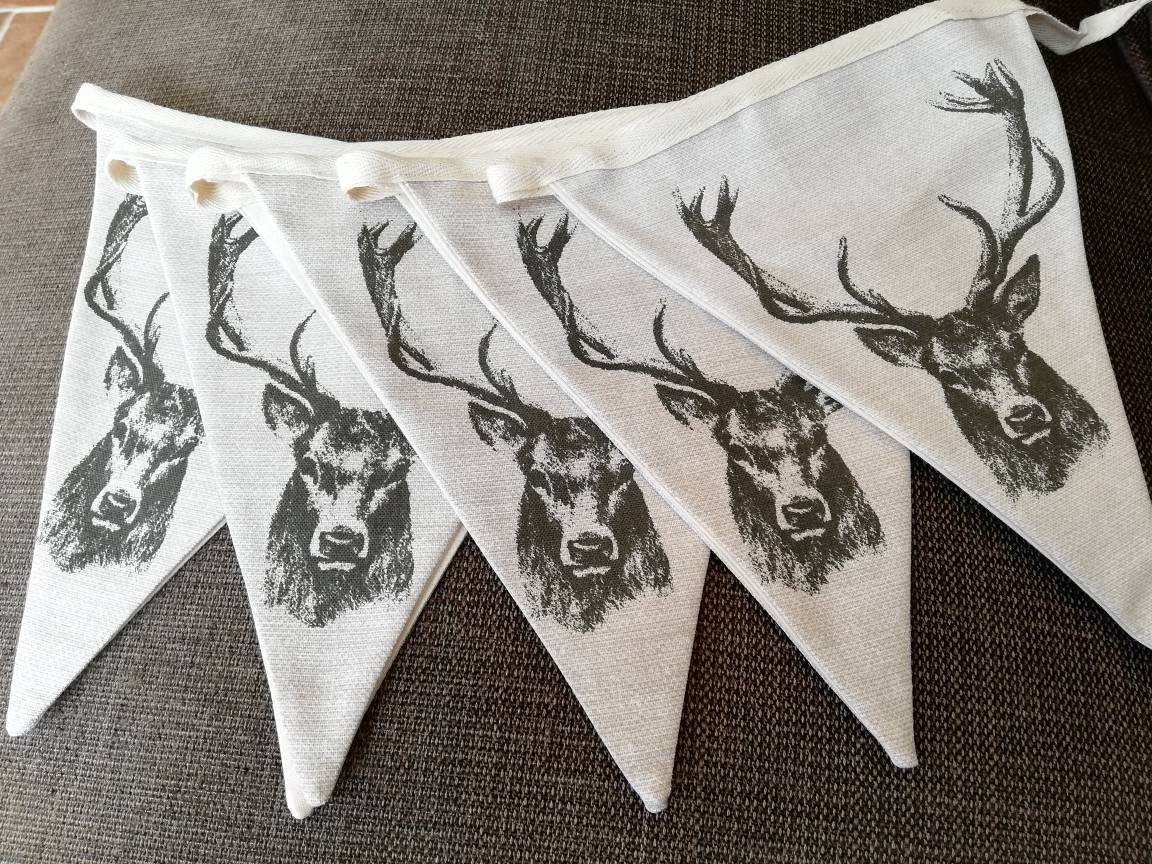 Stag Head Fabric Bunting Country Style | Etsy UK