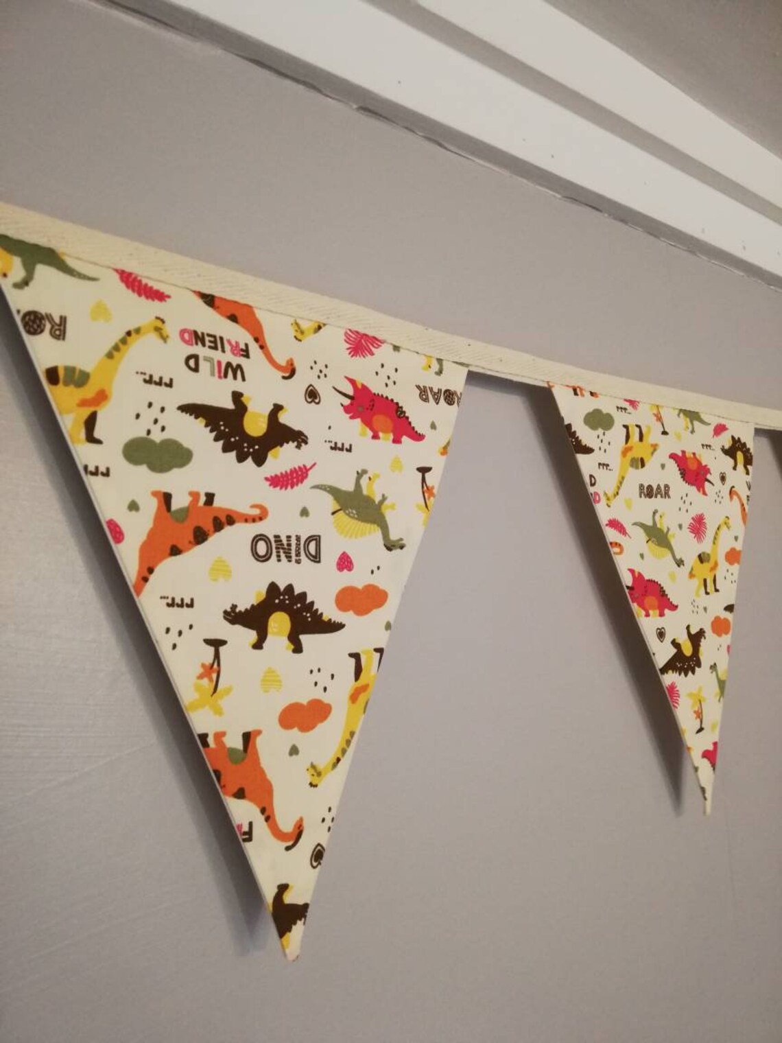 Dinosaur fabric bunting nursery decor new baby gift | Etsy