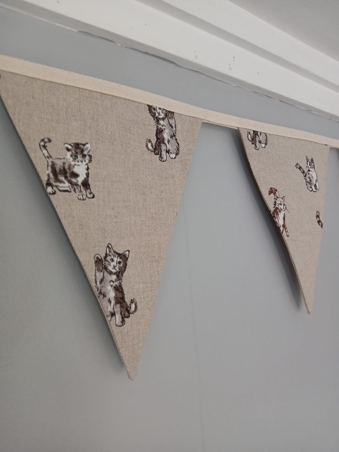 Cats and Kittens Bunting, Cute Cats in a Variety of Poses. Mint Green ...