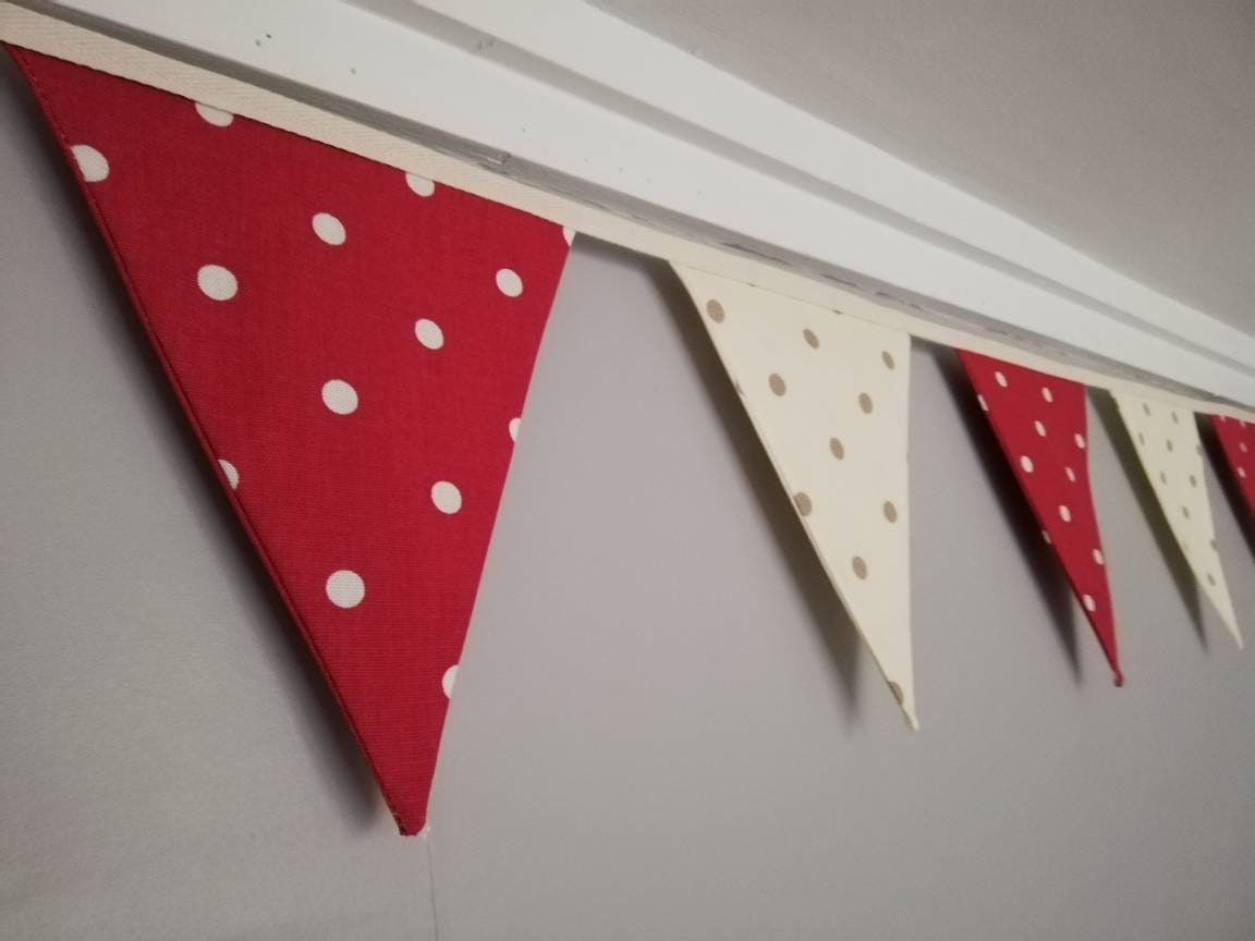 Red and Cream Spotty Bunting, 100% Cotton - Etsy