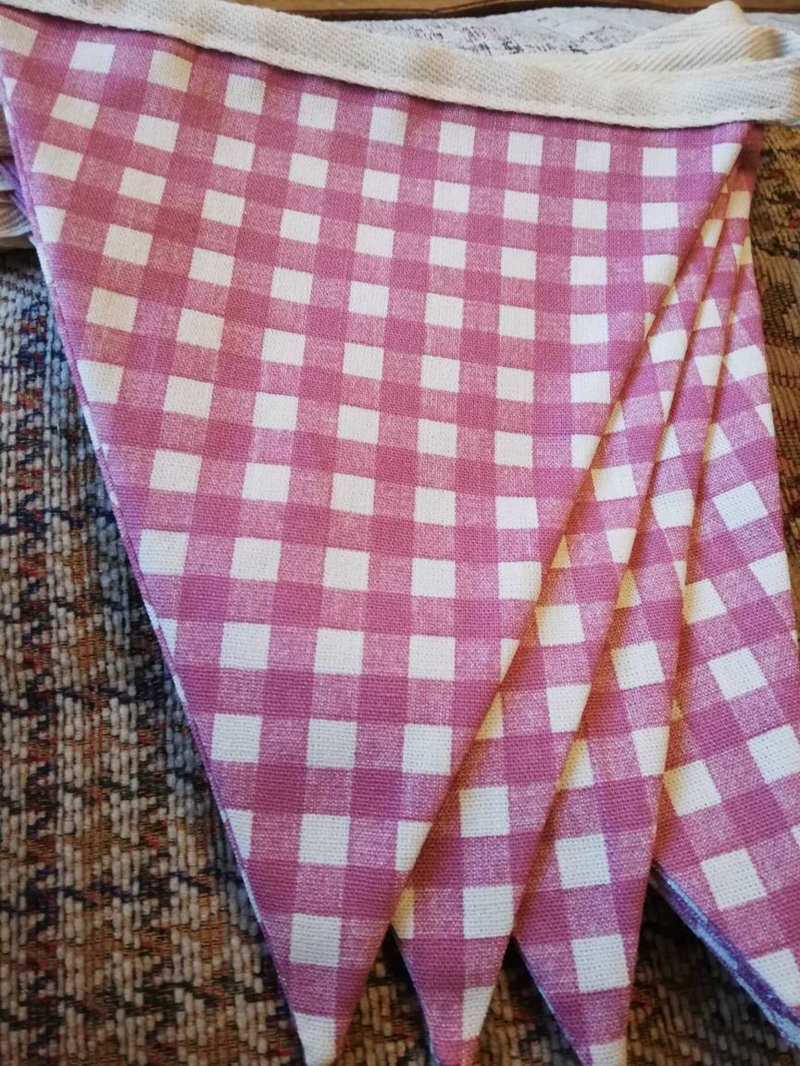 Checked Homemade Fabric Bunting, Available in 2 Colours - Approx 2.5 ...