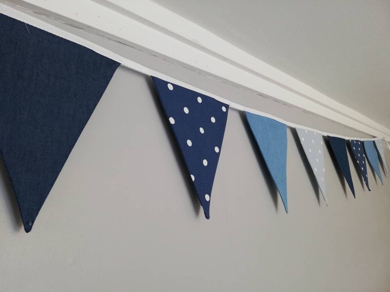 Denim Mix Fabric Bunting, Blue Theme Decoration, Reusable Decoration or ...