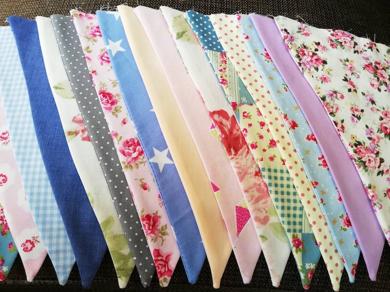 Pretty fabric bunting shabby chic style | Etsy