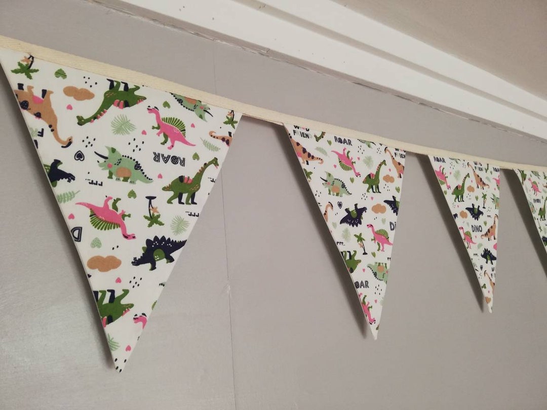 Dinosaur Fabric Bunting - Nursery Decor - New Baby Gift - Playroom ...