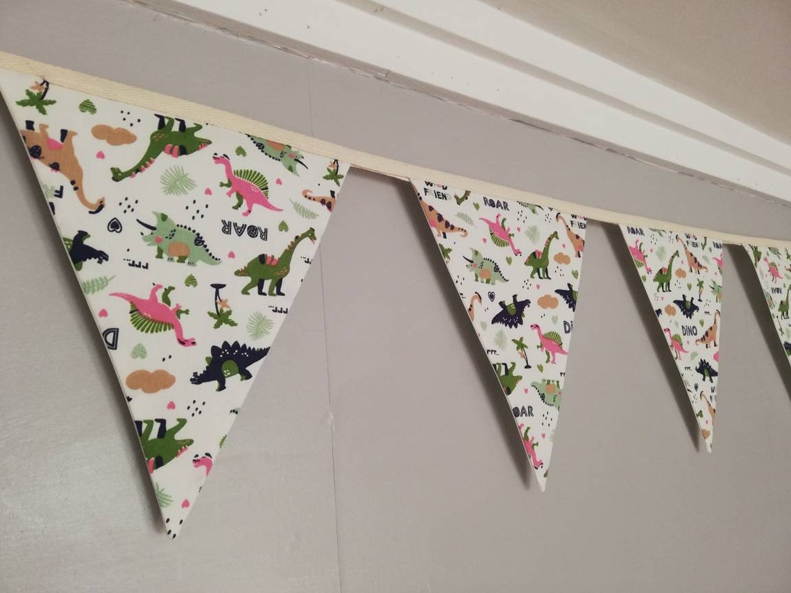 Dinosaur Fabric Bunting - Nursery Decor - New Baby Gift - Playroom ...