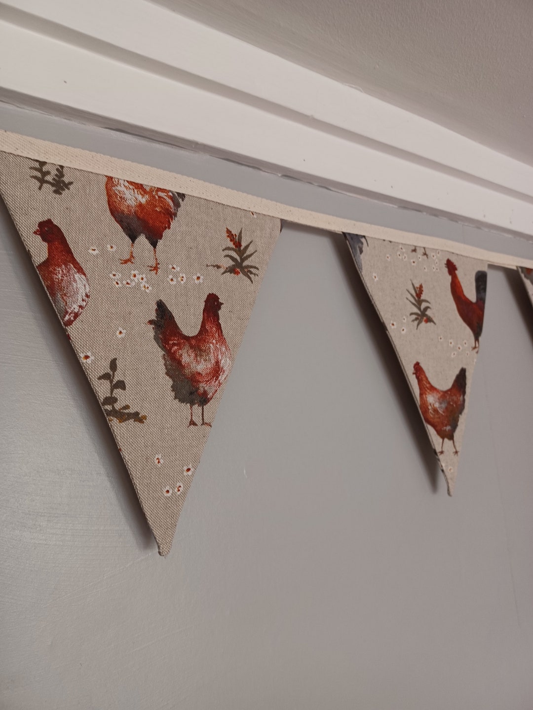 Chicken Fabric Bunting, Gorgeous Natural Colours, Choice of Lengths - Etsy