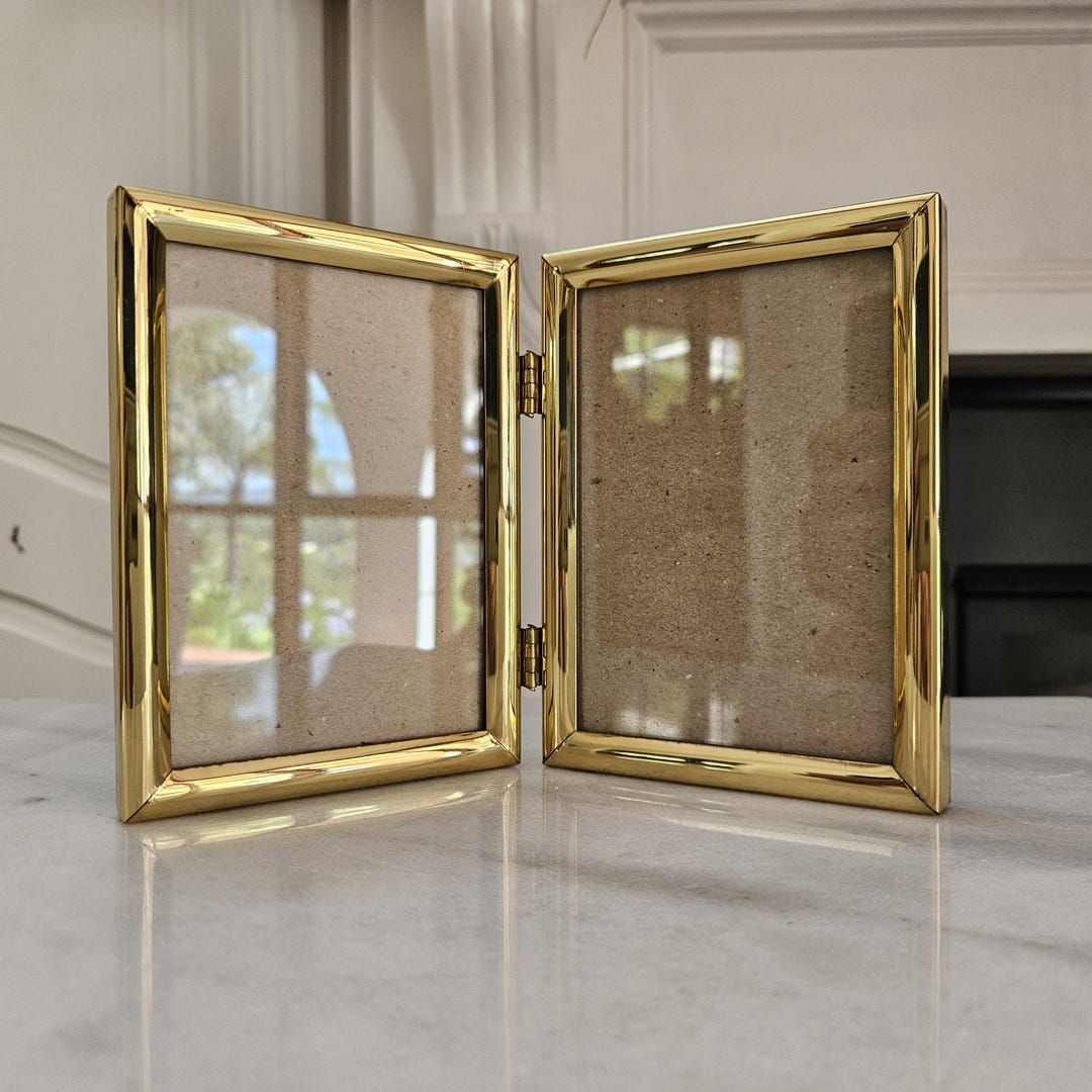 Vintage Solid Brass Double Picture Frame 9 X 13 Cm - Etsy