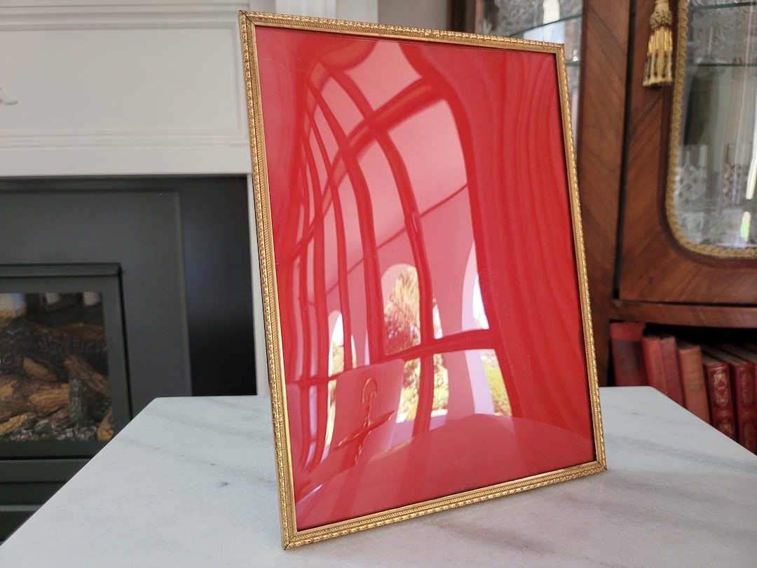 Vintage Large Convex Glass Brass Ornate Picture Frame 18 X 24 Cm - Etsy