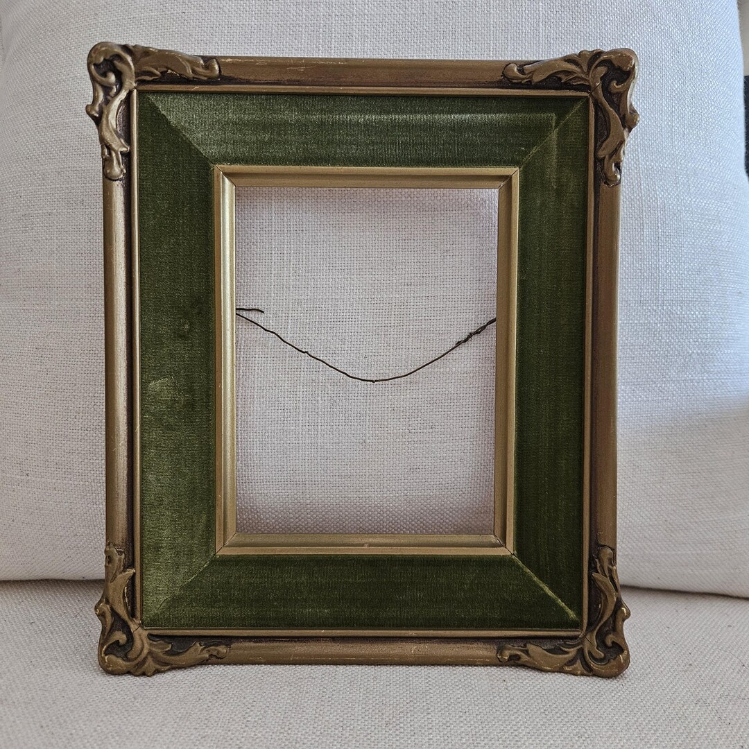 Vintage Green Velvet Gilt Wood Ornate Frame - Etsy