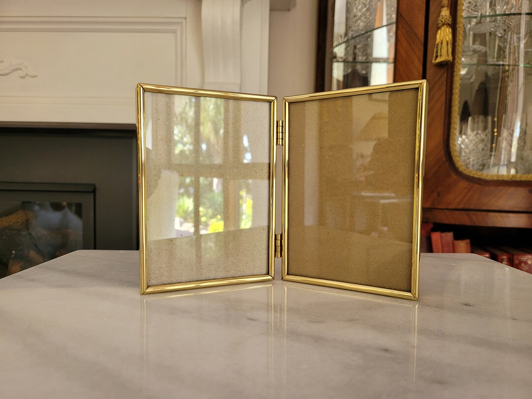 Vintage Solid Brass Double Picture Frame 9 X 13 Cm - Etsy