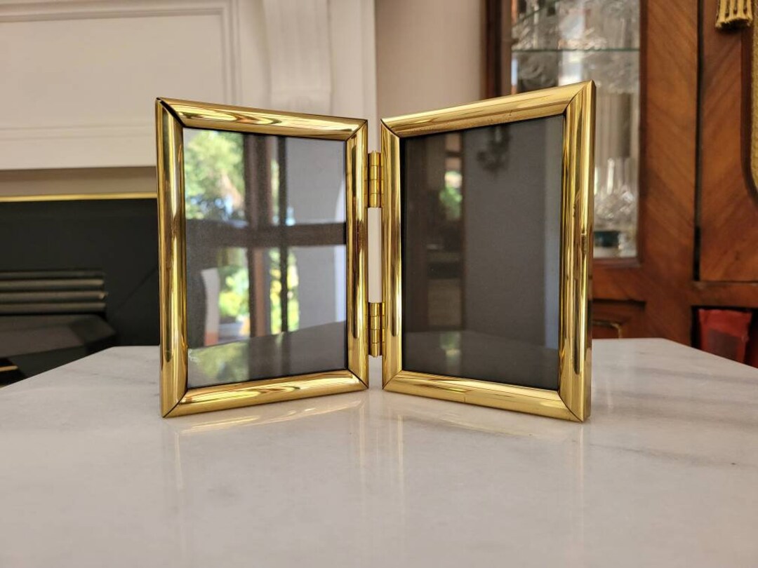 Vintage Solid Brass Double Picture Frame 9 X 13 Cm - Etsy