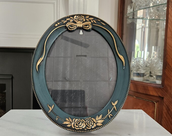 Vintage Large Green Golden Tone Oval Shaped Picture Frame 18 X 23 Cm - Etsy