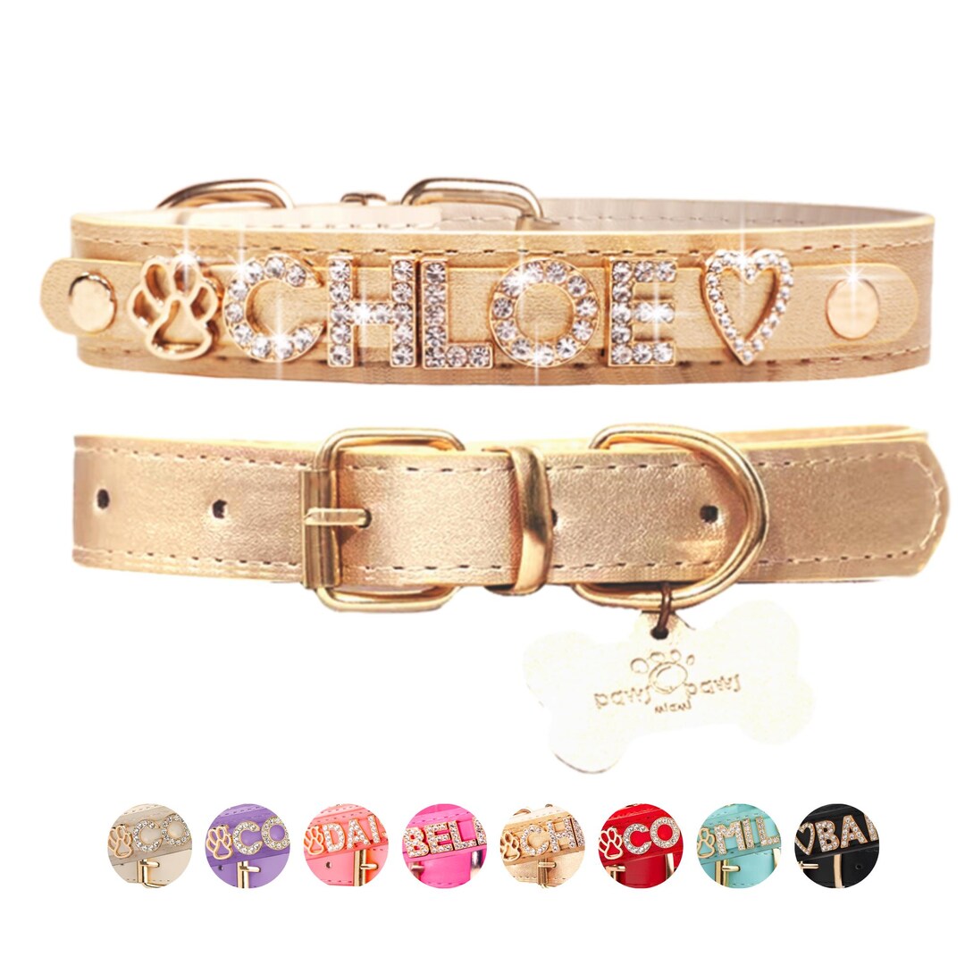 Custom Bedazzled Collars, Custom Girl Bling, Leather Personalized Name ...