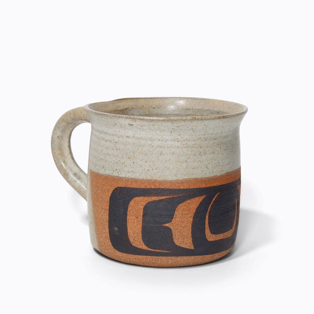 Judy Cranmer Vintage Mug Studio Pottery Black Northwest Coast Design ...