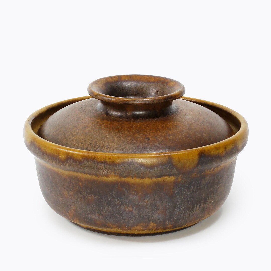 Jan & Helga Grove Vintage Bowl With Lid Brown Ceramic Art Studio ...