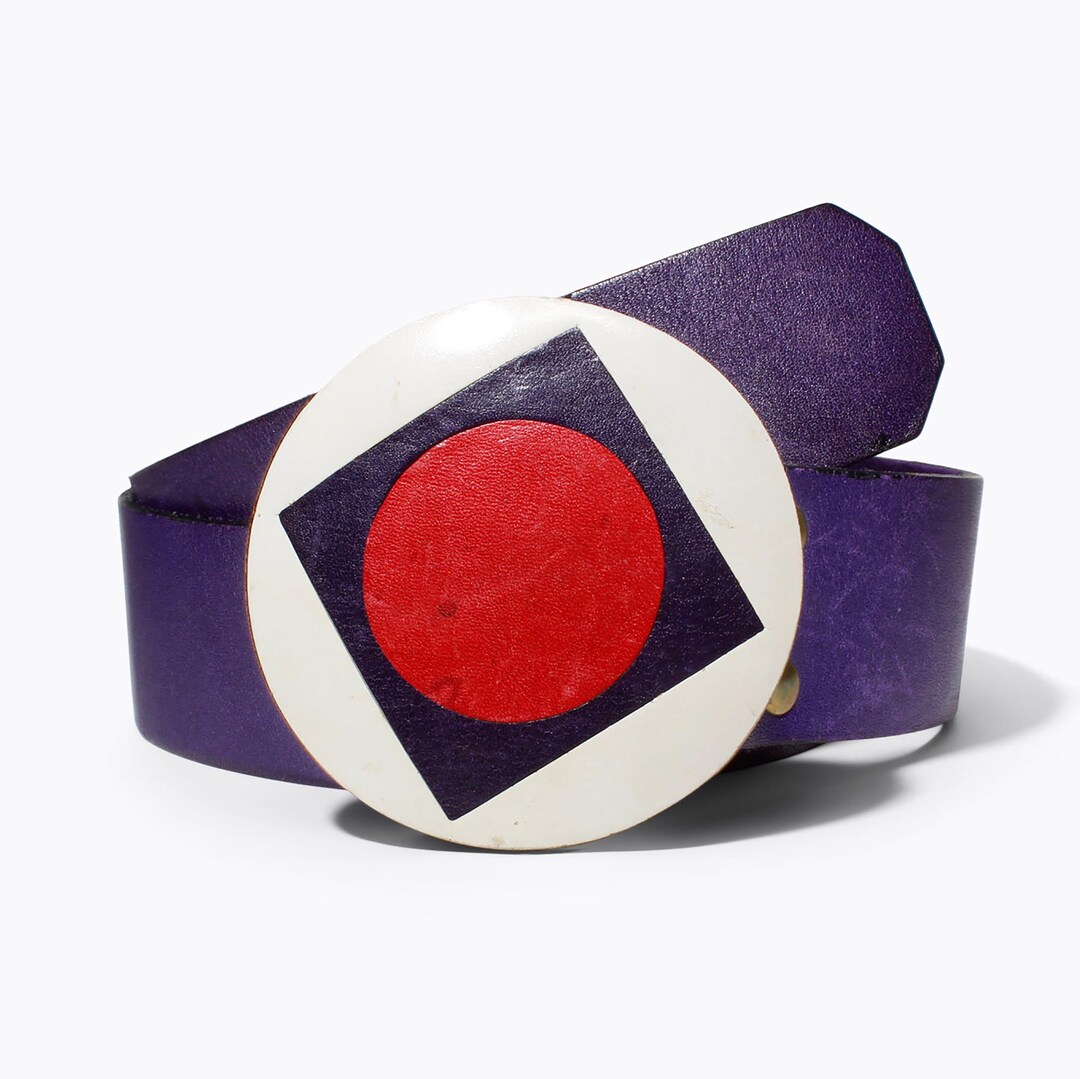 Noah's Art Vintage Belt Red Purple Brass Buckle With Purple Leather ...