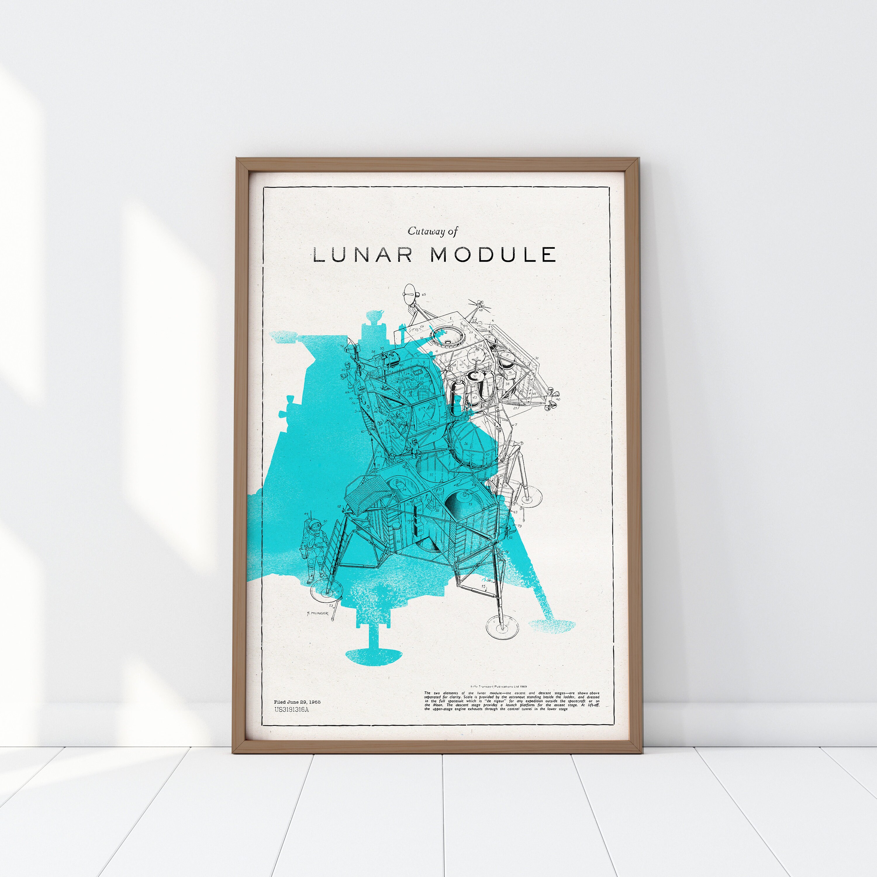 Lunar Module Print Space Poster Moon Print Kid's Room - Etsy