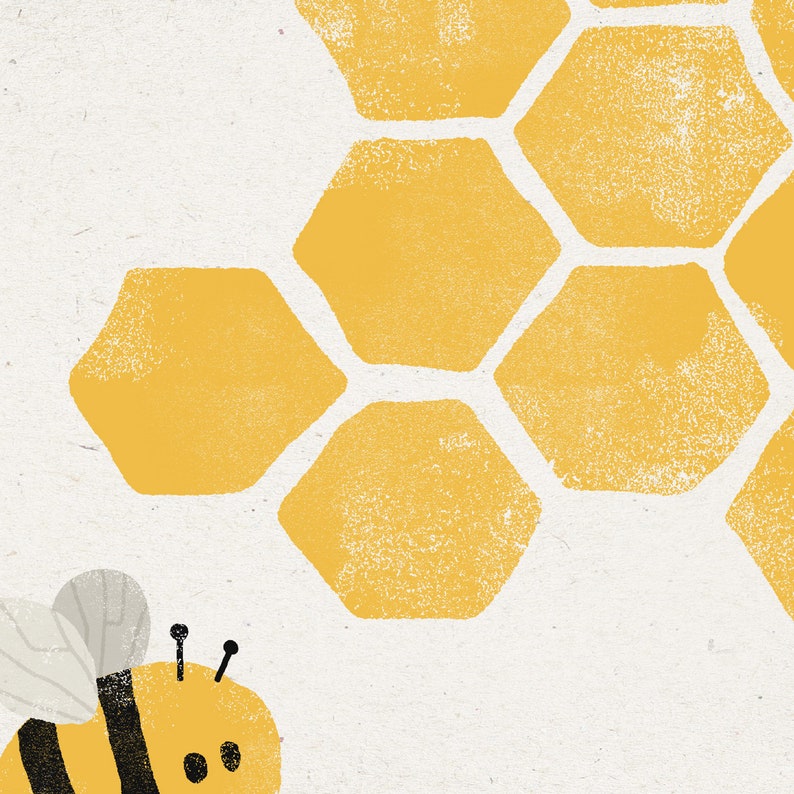 Honeycomb Bee Print, Nursery Decor, Bee Poster, Bee Nursery Theme ...