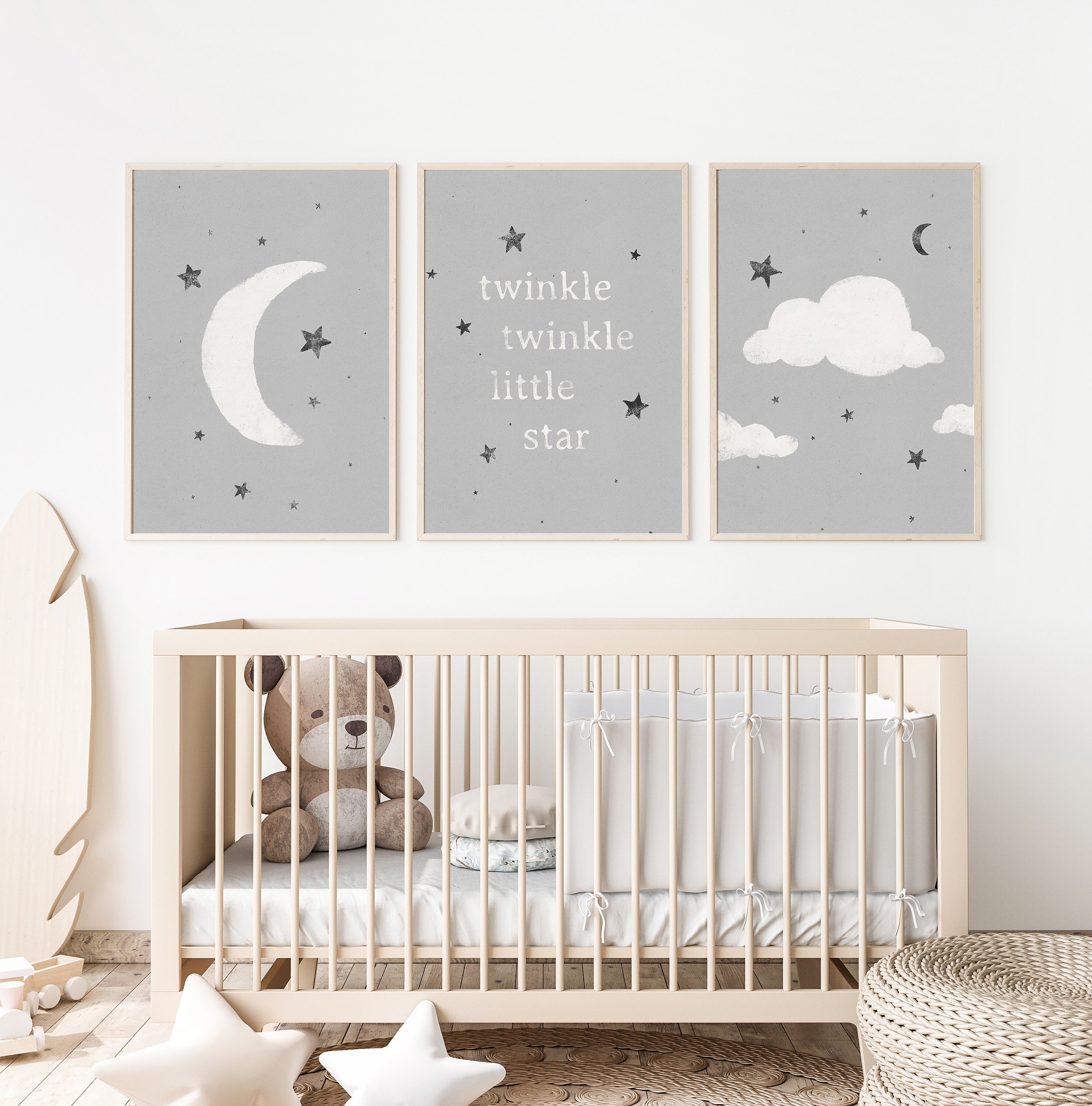 Twinkle Twinkle Little Star Gray Kid's Room Print | Etsy
