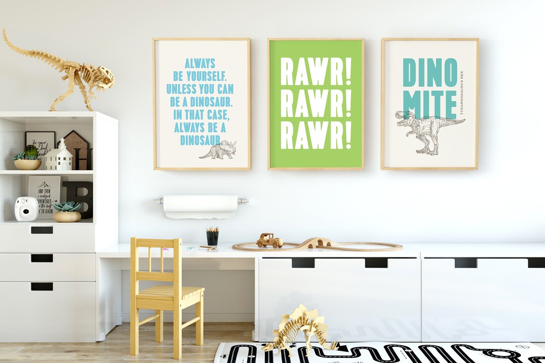 Tyrannosaurus Rex Dinosaur Art for Nursery Printable, Paleontology ...