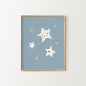 Light Blue, Star Theme Nursery Print, Digital Download, Kid's Room ...