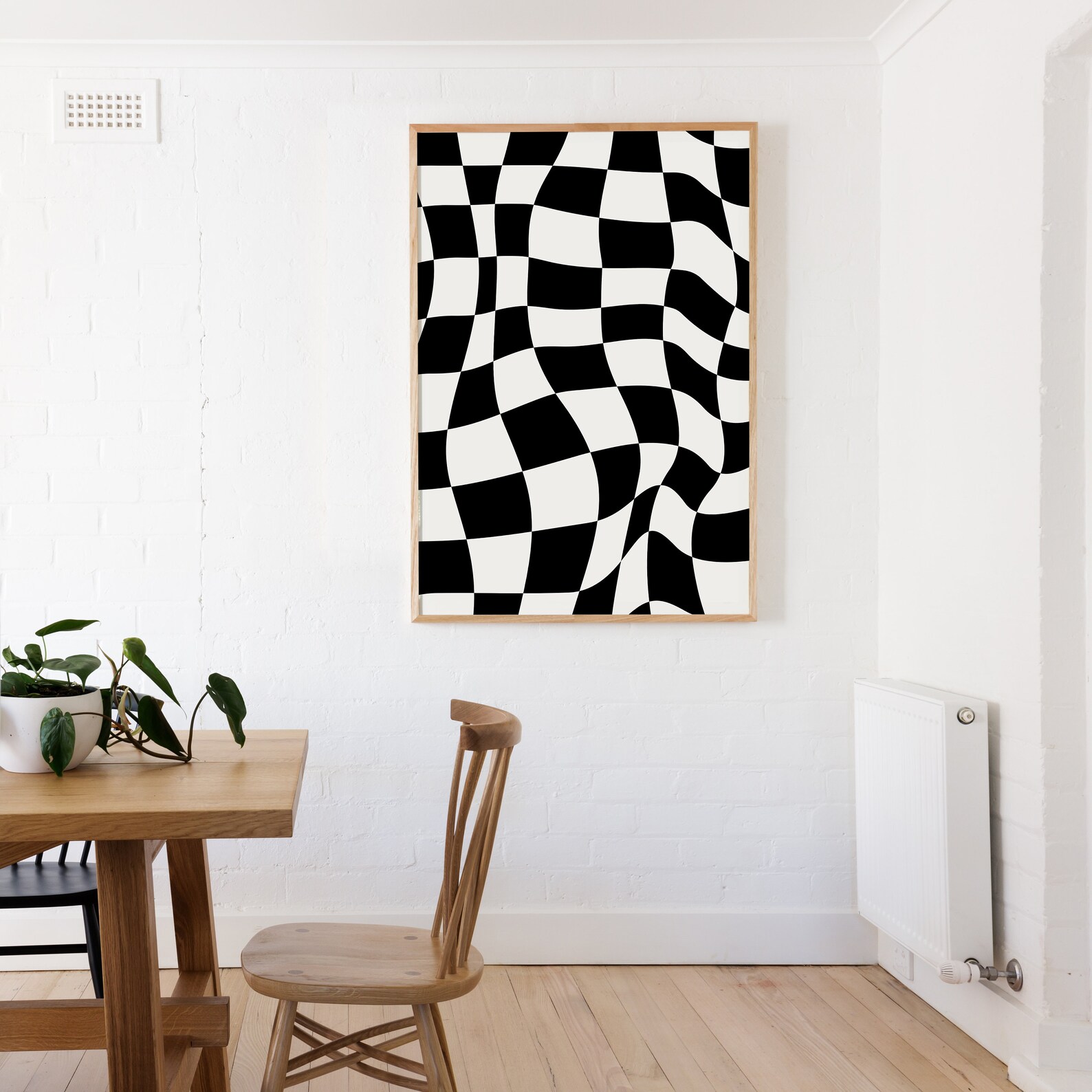 Wavy Checkered Wall Art Printable Digital Download Black and - Etsy