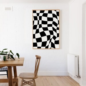 Wavy Checkered Wall Art, Printable Digital Download, Black and White ...