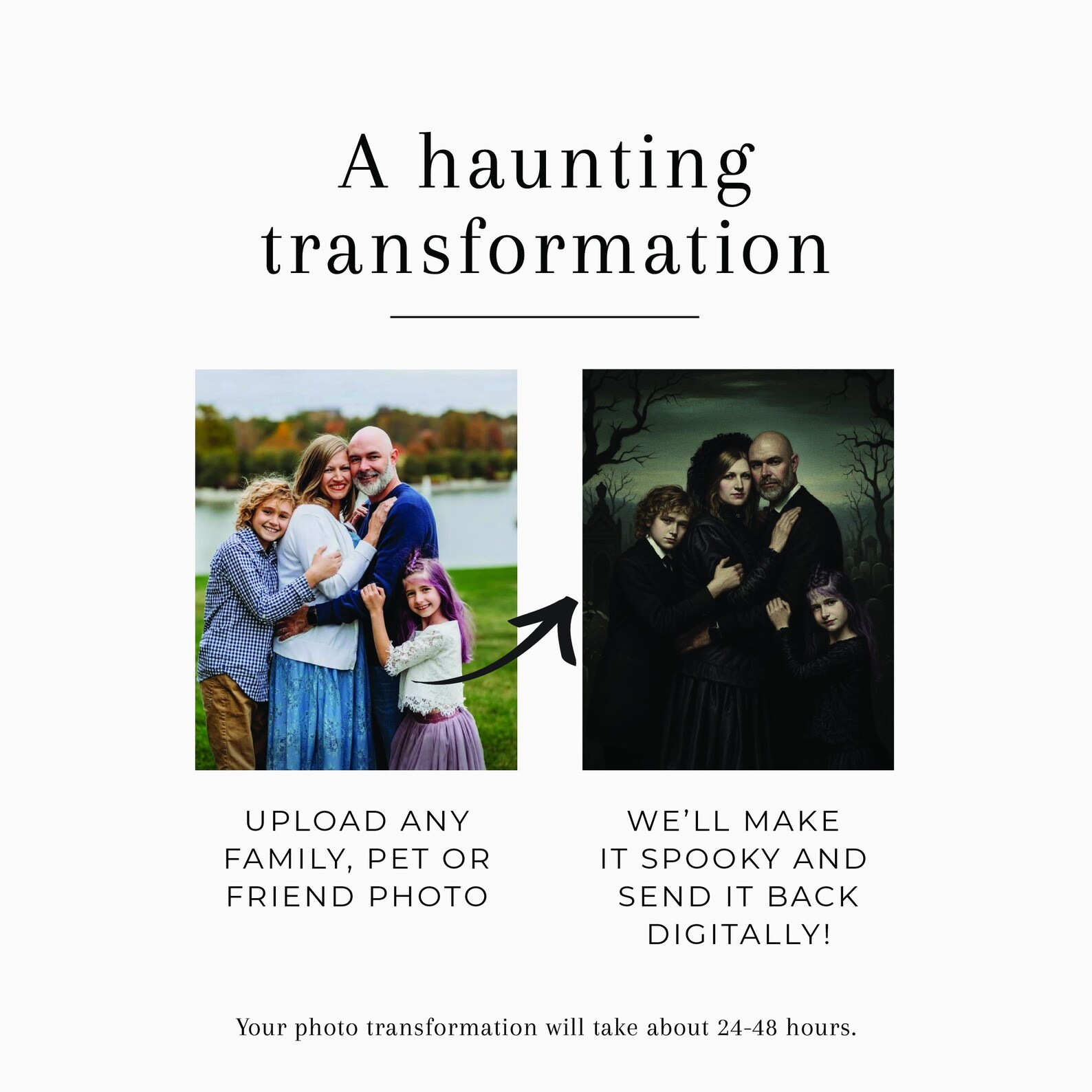 Addams Family Gothic Style Portrait, Tim Burton Inspired Spooky Family ...