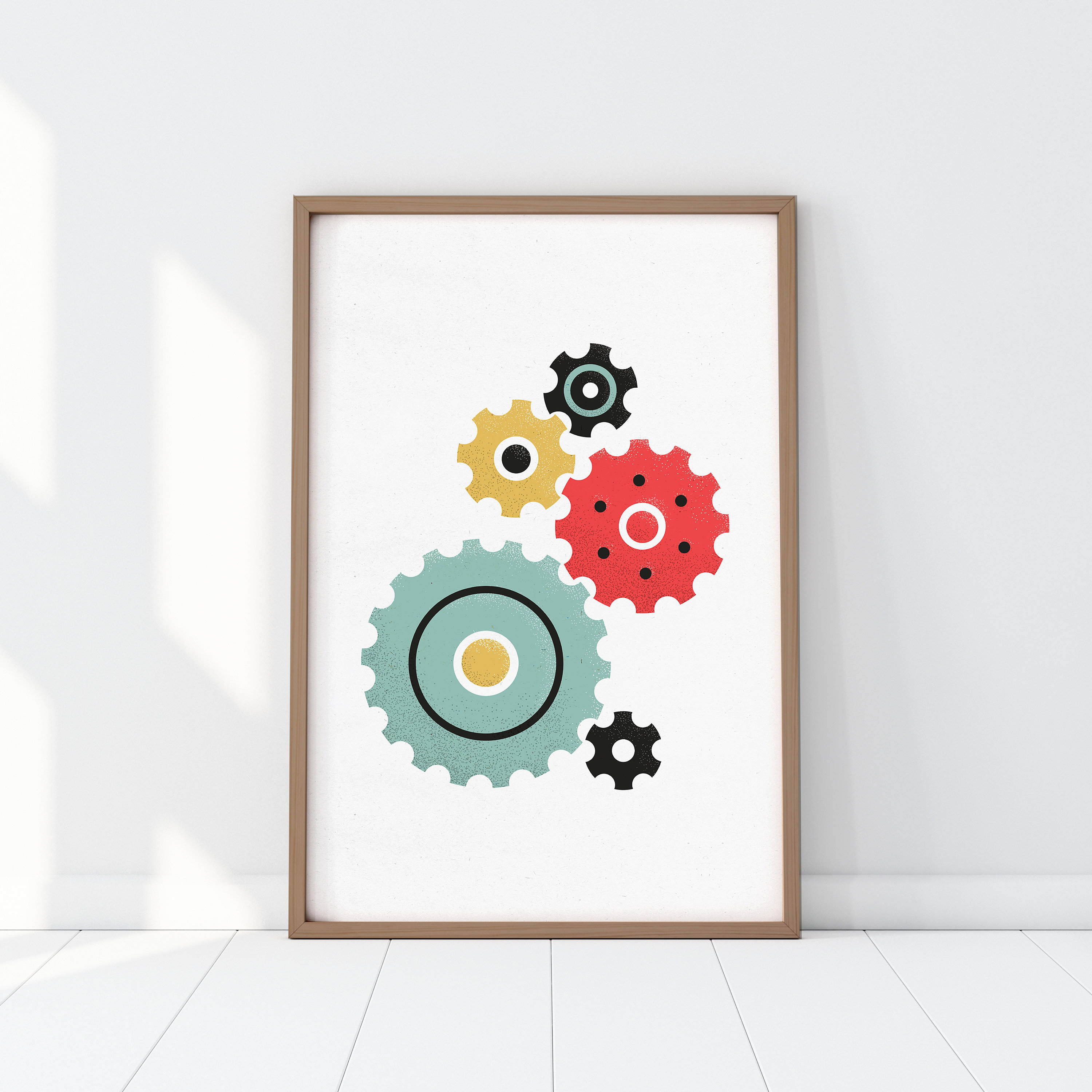 Gears Print Retro Robot Poster Nursery Print Kid's Room | Etsy