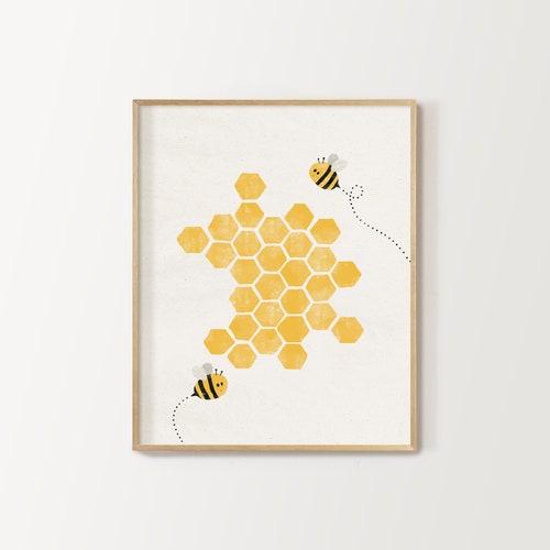Bee Print Nursery Decor Bee Poster Bee Nursery Theme - Etsy