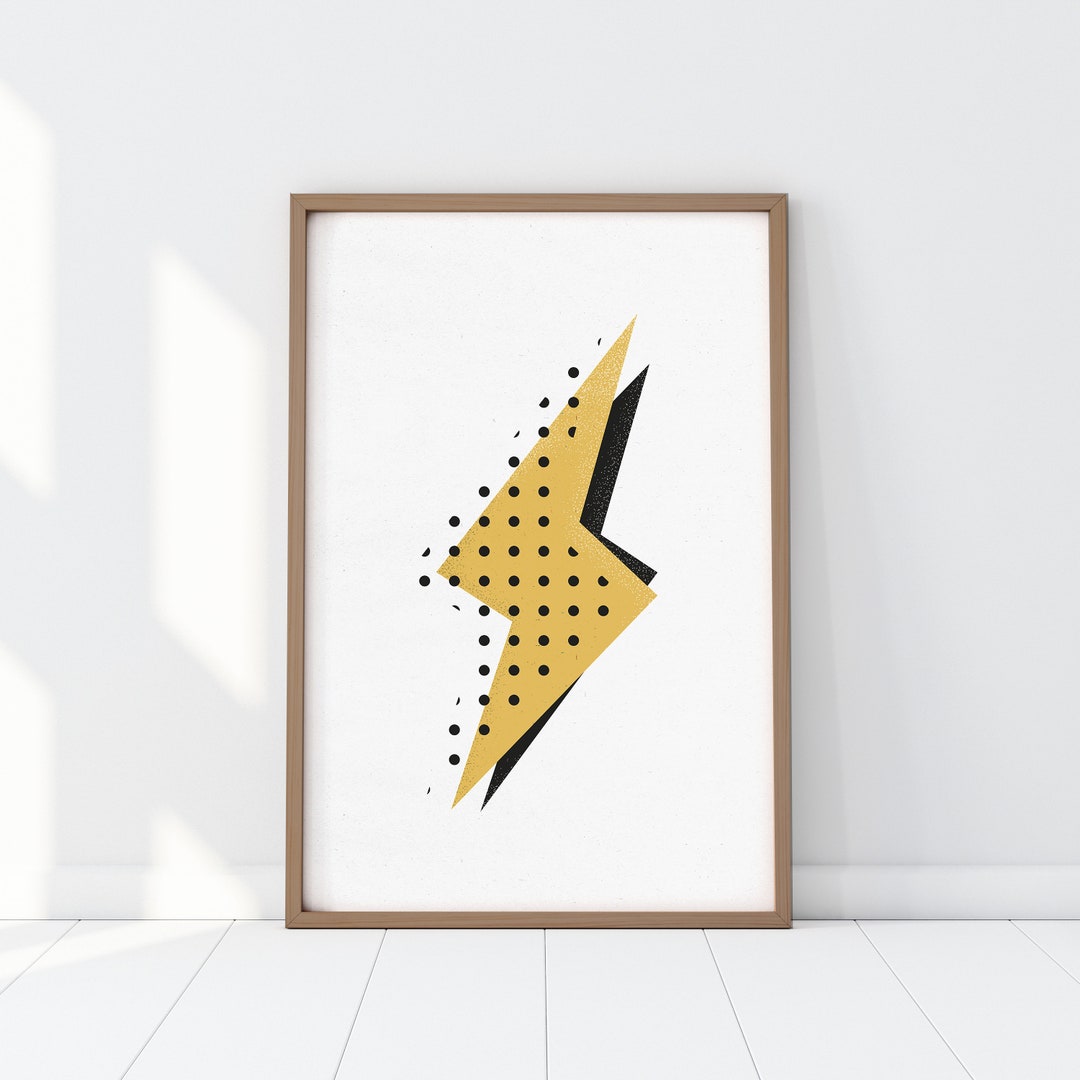 Robot Lightning Bolt Print, Retro Robot Poster, Nursery Print, Kid's ...