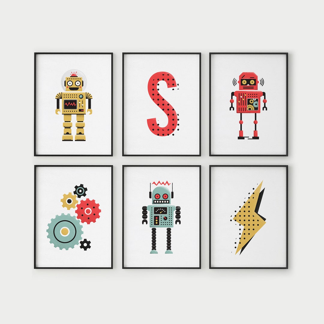 Robot Room Decor, Robot Nursery Prints, Boys Playroom, Digital Prints ...