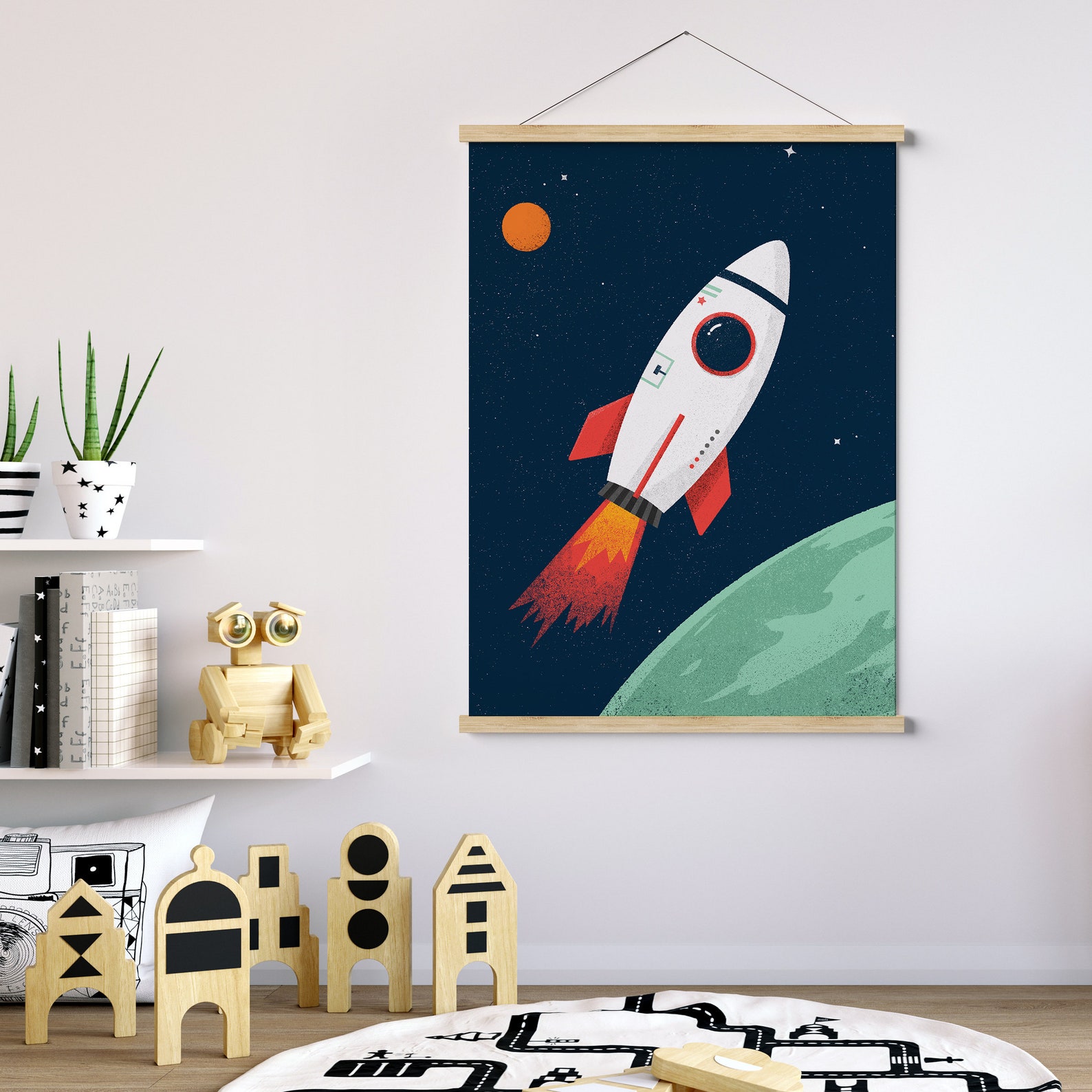 Spaceship Art Print for Kids Space Themed Decor Printable - Etsy