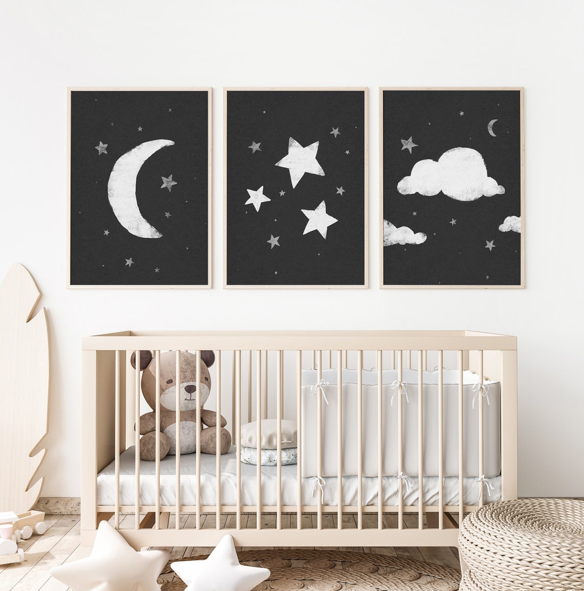 Black and White Stars Kid's Room Print Digital Download - Etsy