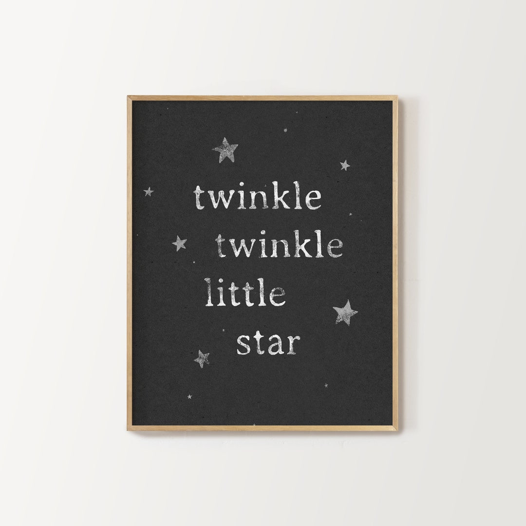 Twinkle Twinkle Little Star, Black and White Kid's Room Print, Digital ...
