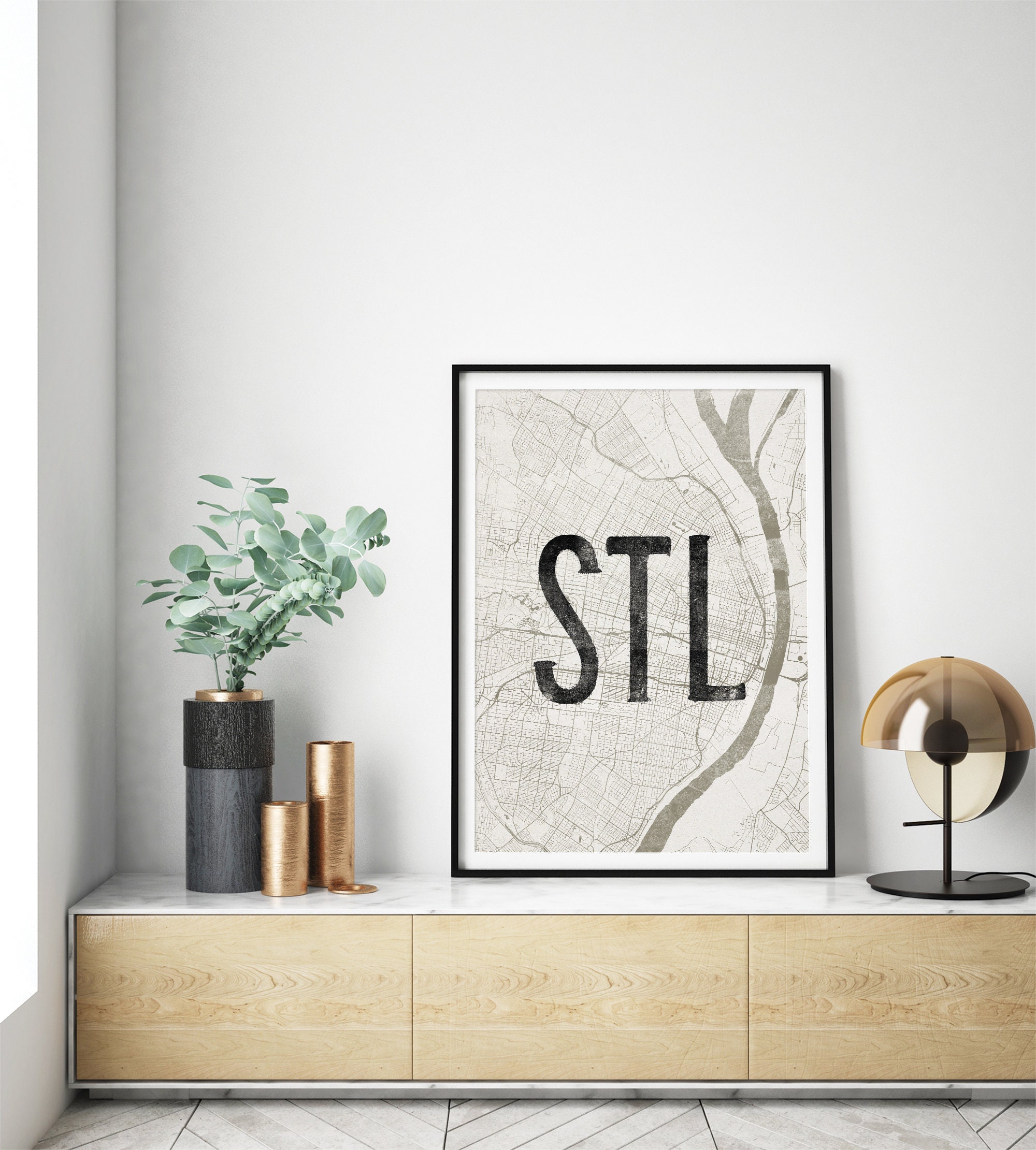 Stl map print st louis art poster home decor printable | Etsy