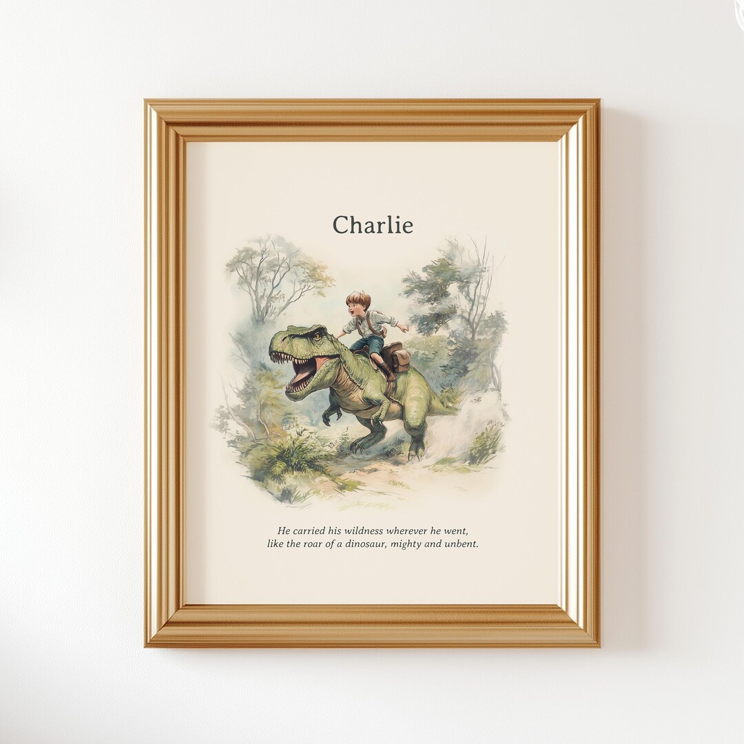 Personalized Dinosaur, Dinosaur Boy Gift, Dinosaur Boy Decor, Digital ...
