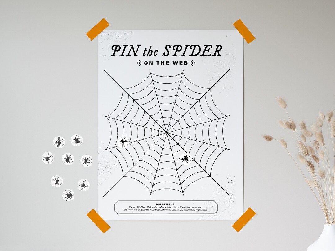 Halloween Games Printable, Party Decorations, Pin the Spider on the Web ...